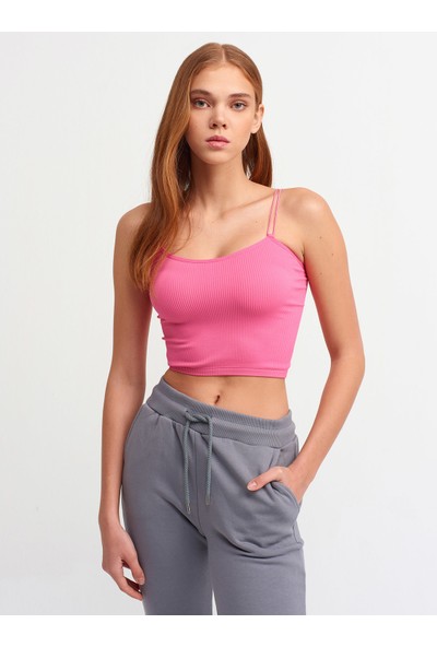 Dilvin 3528 Lastikli Crop Top-Fuşya Dilvin 3528 Lastikli Crop Top-Fuşya