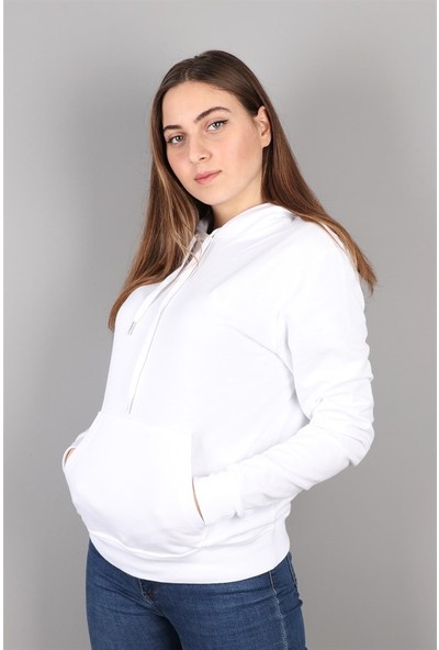 Rich Kadın Beyaz Kapüşonlu Sweatshirt