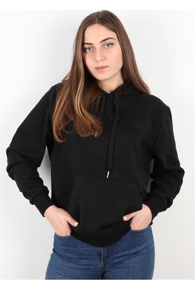 Rich Kadın Siyah Kapüşonlu Sweatshirt