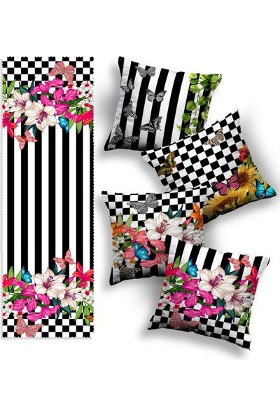 Ottoson 4'lü Özel Tasarım Kırlent Kılıfı ve Runner Seti Ottoson 4'lü Özel Tasarım Kırlent Kılıfı ve Runner Seti