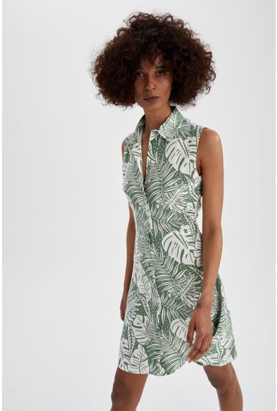 Defacto Egzotik Desenli Relax Fit Yazlık Mini Gömlek Elbise U0158AZ21SM Defacto Egzotik Desenli Relax Fit Yazlık Mini Gömlek Elbise U0158AZ21SM