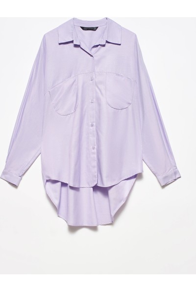 Dilvin 5841 Oversıze Gömlek-Lila