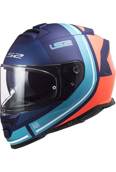 Ls2 Storm Slant Mat Mavi - Turuncu Kask Ls2 Storm Slant Mat Mavi - Turuncu Kask