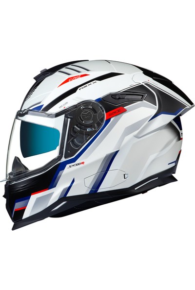 Nexx SX.100R Gridline Mat Beyaz - Mavi Kask Nexx SX.100R Gridline Mat Beyaz - Mavi Kask