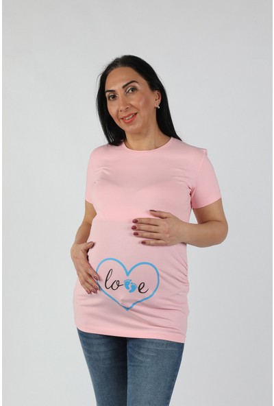 Balins Hamile Love Tişört Pembe Mavi Balins Hamile Love Tişört Pembe Mavi