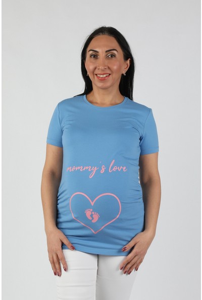 Balins Hamile Mommy Love Tişört Mavi-Pembe Balins Hamile Mommy Love Tişört Mavi-Pembe