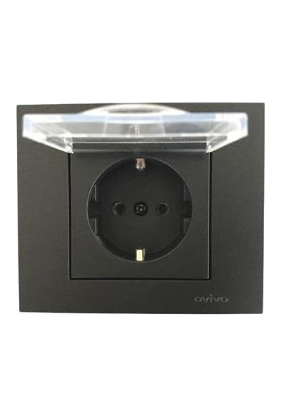 Ovivo Grano Metalik Siyah Kapaklı Topraklı Priz Ovivo Grano Metalik Siyah Kapaklı Topraklı Priz