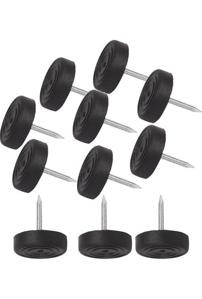 Çivili Poligirit Plastik Sandalye Bacağı Takozu Siyah (100 Adet)