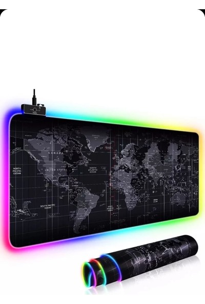 Snexpres Dünya Desenli Işıklı RGB Oyuncu Mouse Pad 78 x 30 cm Kaymaz Ledli Mousepad Snexpres Dünya Desenli Işıklı RGB Oyuncu Mouse Pad 78 x 30 cm Kaymaz Ledli Mousepad