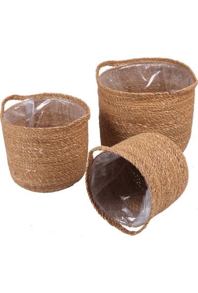 Home Naturel Hasır Saksılık Yuvarlak Kulplu Hasır Saksılık Home Naturel HN9023