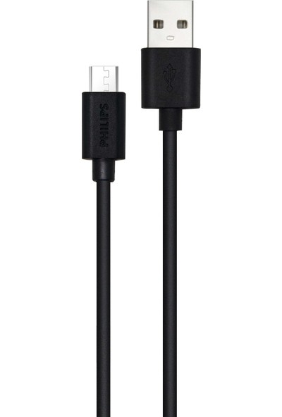 Philips Usb- Micro USB Şarj ve Data Kablosu 2m Siyah Philips Usb- Micro USB Şarj ve Data Kablosu 2m Siyah