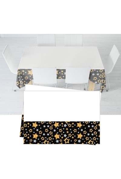 Bs İthalat Yıldızlar Siyah Masa Örtüsü 120X180 cm