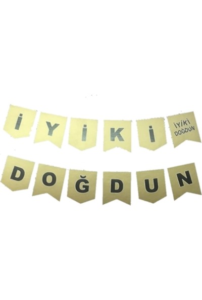 Doop Market Iyiki Doğdun Doğum Günü Süslemesi Gold Zemin Siyah Harf Banner 16X19 cm Doop Market Iyiki Doğdun Doğum Günü Süslemesi Gold Zemin Siyah Harf Banner 16X19 cm