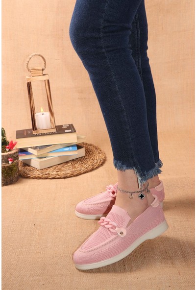 Forse Ayakkabı Triko Kadın Babet DA-500 - Pudra