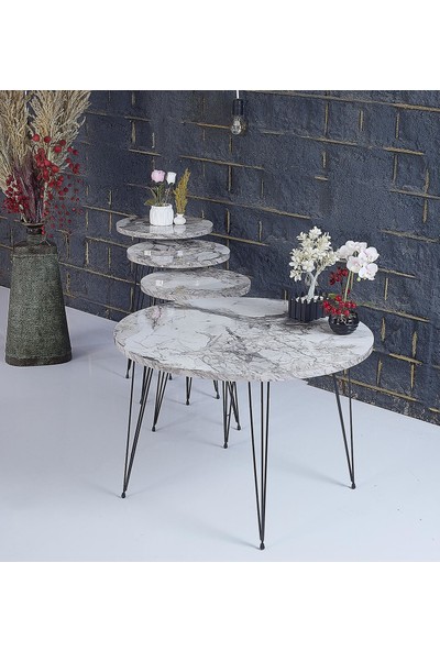 Rupon Home 3 Lü Zigon Orta Sehpa Takımı Yuvarlak-Gri Mermer Desenli Rupon Home 3 Lü Zigon Orta Sehpa Takımı Yuvarlak-Gri Mermer Desenli