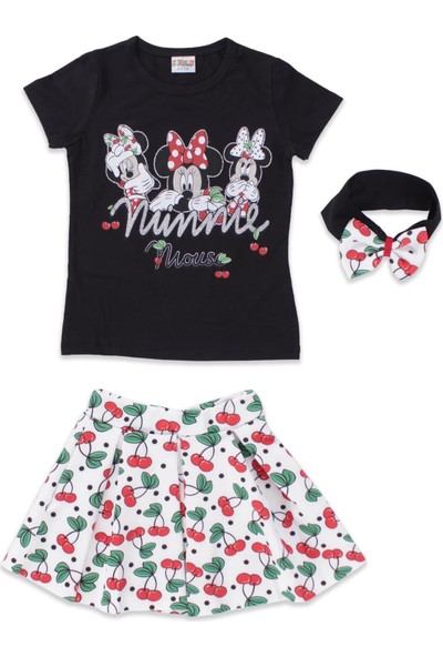 Enza Moda Siyah Vişneli Kız Çocuk Takım