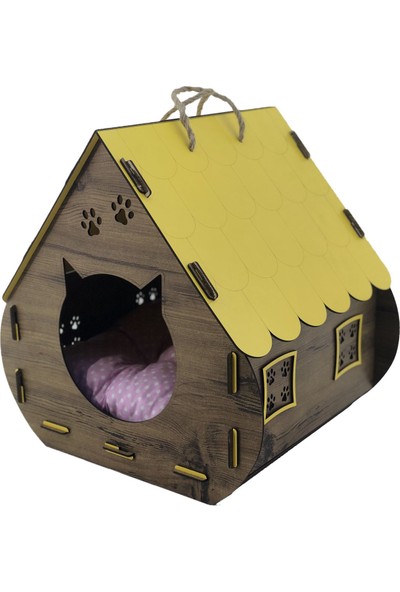 Leyan Ahşap Dekoratif Minderli Kedi Evi/yatağı Hobbit Model ATL-KD1001 Leyan Ahşap Dekoratif Minderli Kedi Evi/yatağı Hobbit Model ATL-KD1001