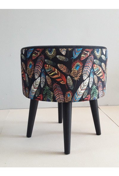 Albatros Gürgen Retro Ahşap Ayaklı Dekoratif Kuştüyü Desenli Silindir Puf Bench Koltuk Sandalye Albatros Gürgen Retro Ahşap Ayaklı Dekoratif Kuştüyü Desenli Silindir Puf Bench Koltuk Sandalye