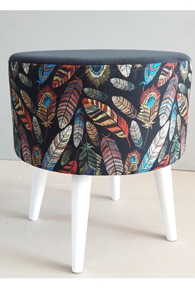Albatros Gürgen Retro Ahşap Ayaklı Dekoratif Kuştüyü Desenli Silindir Puf Bench Koltuk Sandalye Albatros Gürgen Retro Ahşap Ayaklı Dekoratif Kuştüyü Desenli Silindir Puf Bench Koltuk Sandalye