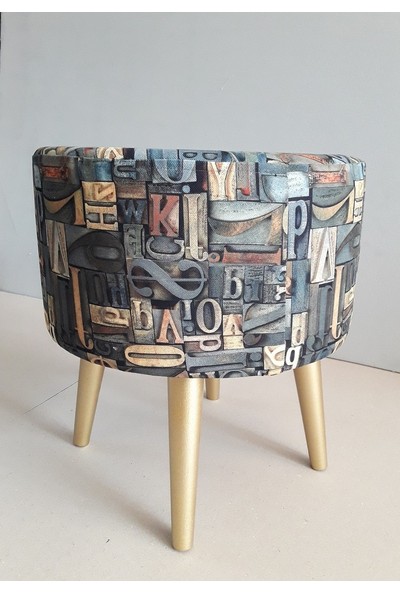 Albatros Gürgen Retro Ahşap Ayaklı Dekoratif 3D Harf Desenli Silindir Puf Bench Koltuk Sandalye Albatros Gürgen Retro Ahşap Ayaklı Dekoratif 3D Harf Desenli Silindir Puf Bench Koltuk Sandalye