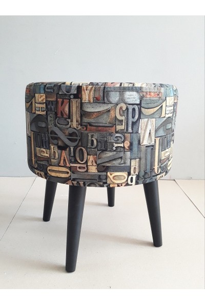 Albatros Gürgen Retro Ahşap Ayaklı Dekoratif 3D Harf Desenli Silindir Puf Bench Koltuk Sandalye Albatros Gürgen Retro Ahşap Ayaklı Dekoratif 3D Harf Desenli Silindir Puf Bench Koltuk Sandalye