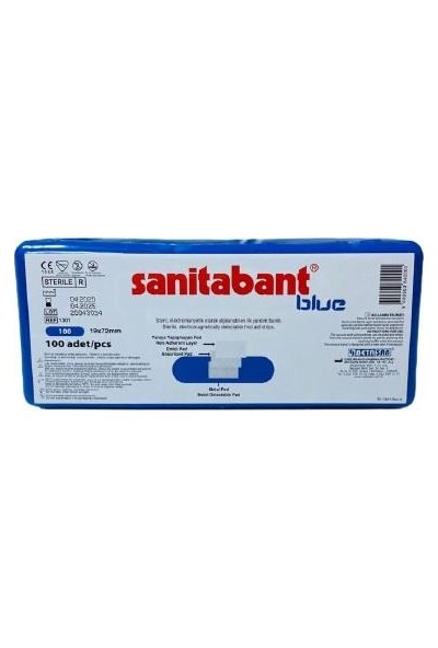 Sanitabant Metal Pedli Steril Mavi Yara Bandı 100 Lü 1 Kutu Sanitabant Metal Pedli Steril Mavi Yara Bandı 100 Lü 1 Kutu