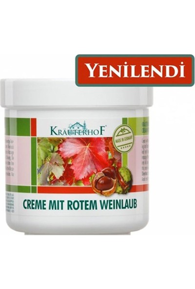 Krauterhof Kırmızı Asma Yaprağı ve At Kestanesi Ekstreli Yorgun Bacak Kremi 250 ml Krauterhof Kırmızı Asma Yaprağı ve At Kestanesi Ekstreli Yorgun Bacak Kremi 250 ml