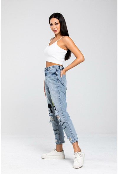 Diaves Kadın Yırtıklı Baskılı Jean Diaves Kadın Yırtıklı Baskılı Jean