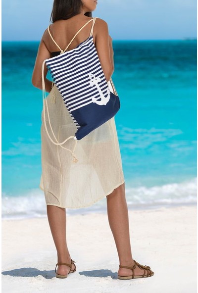 Moda1001 Çapalı Çizgili Su Geçirmez Askılı Plaj Çantası Lacivert Lacivert Moda1001 Çapalı Çizgili Su Geçirmez Askılı Plaj Çantası Lacivert Lacivert