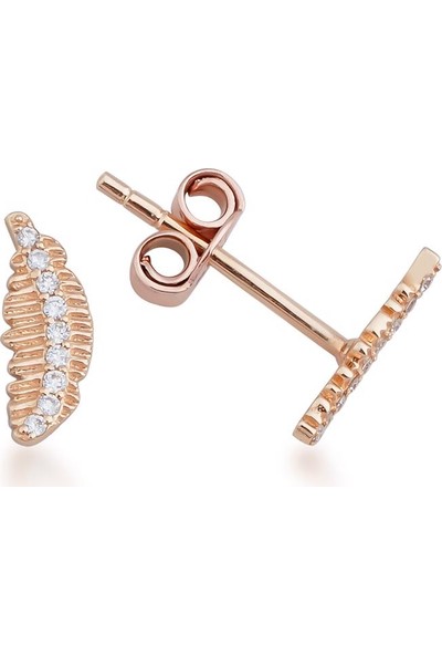 Favori Yapraklı Rose Altın Pırlanta Küpe