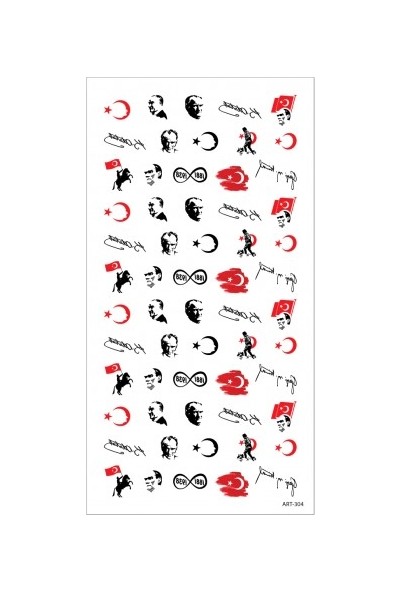 Artikel Atatürk Set Tırnak Dövmesi, Tırnak Tattoo, Nail Art, Tırnak Sticker