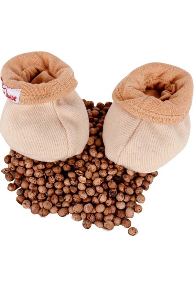 Sevi Bebe %100 Pamuk Kumaş Kiraz Çekirdekli Kahverengi Gaz Giderici Bebek Patik Çorap