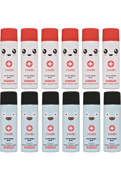 Tooru Sprey Kolonya Mix 12 Adet 50 ml
