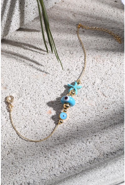 New Obsessions Nazar Boncuklu Altın Kaplama Halhal