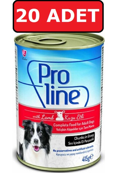 Pro Line Proline Kuzu Etli Sos Içinde Et Parçalı Köpek Konservesi 20 Adet x 415 gr Kuzulu Yaş Mama Pro Line Proline Kuzu Etli Sos Içinde Et Parçalı Köpek Konservesi 20 Adet x 415 gr Kuzulu Yaş Mama