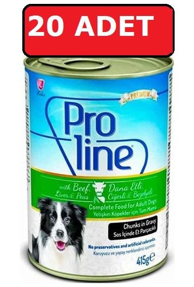 Pro Line Proline Dana Etli ve Ciğerli Sos Içinde Et Parçalı Köpek Konservesi 20 Adet x 415 gr Yaş Mama Pro Line Proline Dana Etli ve Ciğerli Sos Içinde Et Parçalı Köpek Konservesi 20 Adet x 415 gr Yaş Mama