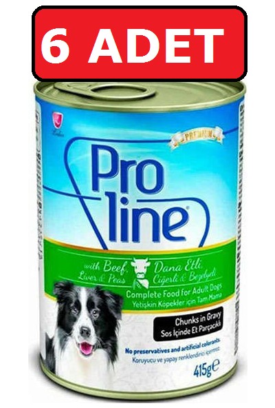 Pro Line Proline Dana Etli ve Ciğerli Sos Içinde Et Parçalı Köpek Konservesi 6 Adet x 415 gr Yaş Mama Pro Line Proline Dana Etli ve Ciğerli Sos Içinde Et Parçalı Köpek Konservesi 6 Adet x 415 gr Yaş Mama