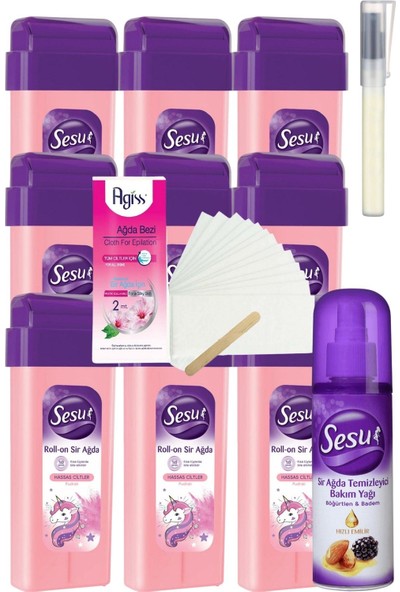 Sesu Pudralı Kartuş Roll-On Sir Ağda 100 Mlx9'lu+Yağ+Bez+Kalempar Sesu Pudralı Kartuş Roll-On Sir Ağda 100 Mlx9'lu+Yağ+Bez+Kalempar