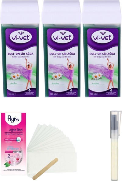 Vi-Vet Vivet Azulen Kartuş Roll On Sir Ağda 100 ml x 3'LÜ + Bez + Kalempar Vi-Vet Vivet Azulen Kartuş Roll On Sir Ağda 100 ml x 3'LÜ + Bez + Kalempar