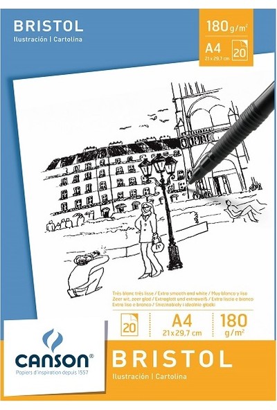 Canson Bristol Çizim Defteri 180 gr A4 20 Sayfa