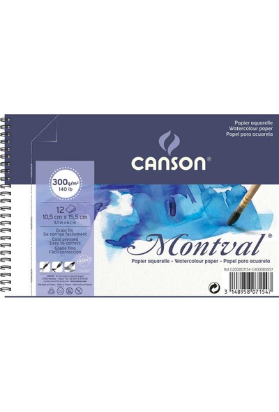 Canson Montval Spiralli Suluboya Defteri Blok 300 gr A5 14 x 21 cm 12 Sayfa Canson Montval Spiralli Suluboya Defteri Blok 300 gr A5 14 x 21 cm 12 Sayfa