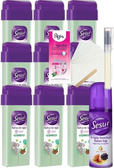 Sesu Kahve Kartuş Roll-On Sir Ağda 100 Mlx9'lu+Yağ+Bez+Kalempar Sesu Kahve Kartuş Roll-On Sir Ağda 100 Mlx9'lu+Yağ+Bez+Kalempar
