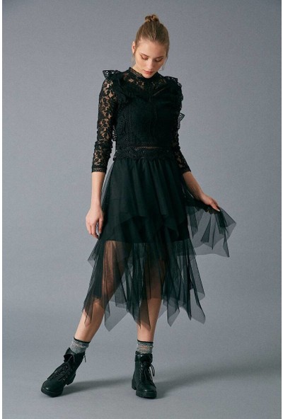 Giyim Dünyası Kadın Tül Etek Siyah