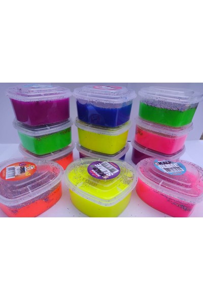 Ümit Toys Kalpli Simli Pufuduk Slıme 200 gr 12 Adet Ümit Toys Kalpli Simli Pufuduk Slıme 200 gr 12 Adet