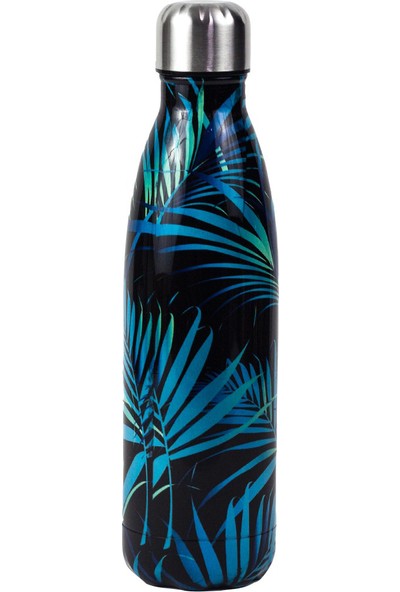 Kamplumbaa Yaprak Desenli Siyah Çelik Matara 700 ml