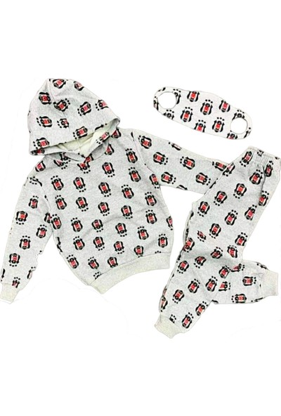 Mavi Boncuk Kids Beşiktaş Gri Mevsimlik Eşofman Takımı