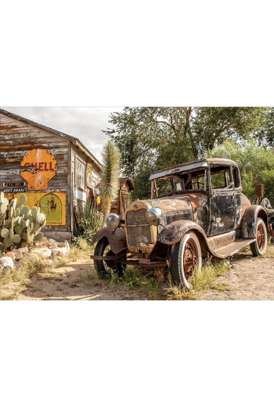 Güven Serigrafi Route 66 Car 1000 Parça Ahşap Puzzle Yapboz