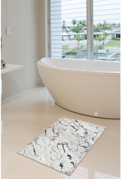 Arma House 40X60 Dijital Kaymaz Tabanlı Beyaz Mermer Desenli Banyo ve Kapı Paspası Arma House 40X60 Dijital Kaymaz Tabanlı Beyaz Mermer Desenli Banyo ve Kapı Paspası