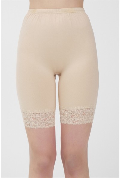 Baykar Kadın Dantel Paçalı Tayt 3'lü Set 8030 Ten Rengi