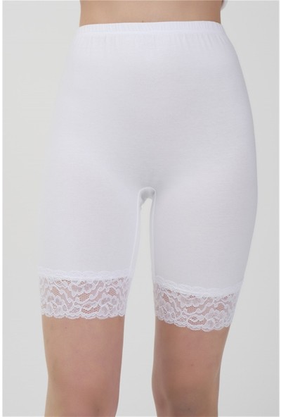 Baykar Kadın Dantel Paçalı Tayt 3'lü Set 8030 Beyaz
